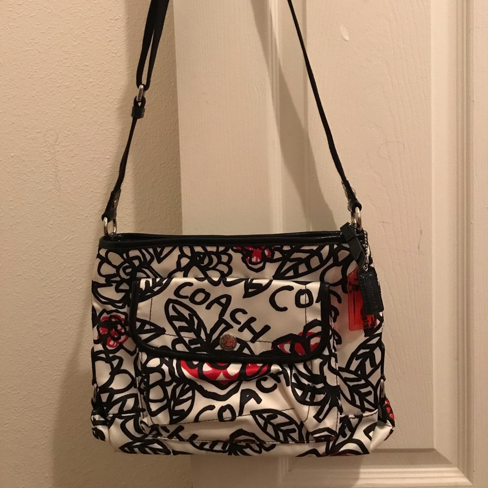 Satin Coach Daisy Graffiti Crossbody - Gem